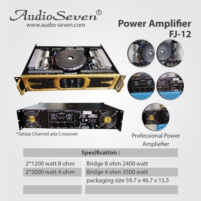 POWER AMPLIFIER AUDIO SEVEN FJ 12 / FJ12 2 CHANNEL ORIGINAL AUDIOSEVEN ...