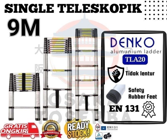 tangga single teleskopik 9 meter single telescopic ladder 9m DENKO ...