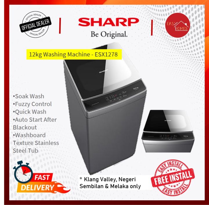 Sharp ESX-1278 12kg Top Load Washing Machine | Lazada