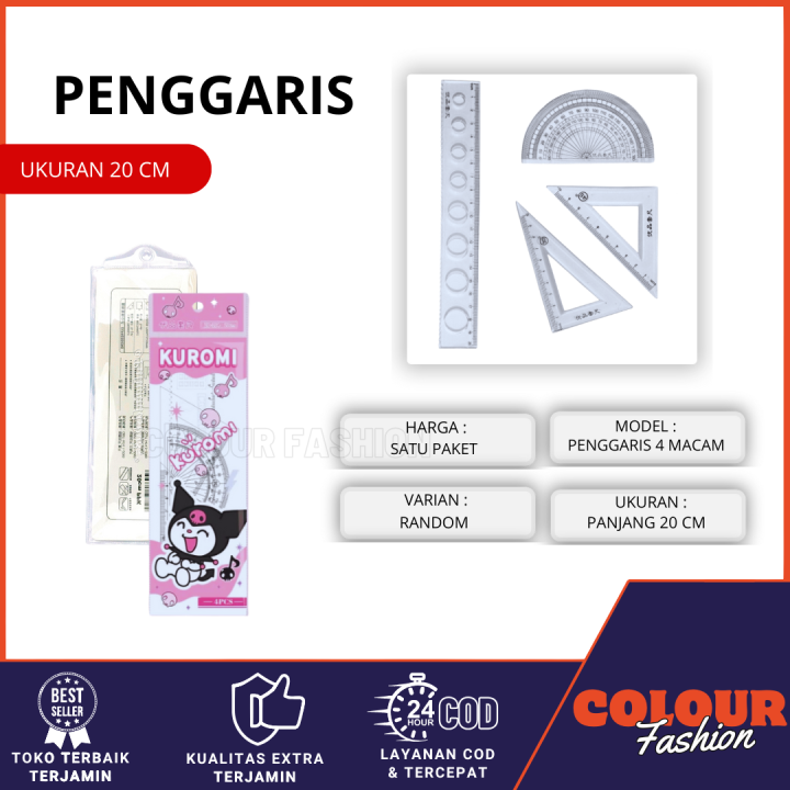 Penggaris Set (Isi 4 Pcs) / Penggaris / Penggaris SET / Penggaris 4 in ...