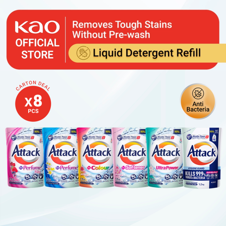 Attack Liquid Laundry Detergent Refill 1.4KG / 1.2KG (Carton of 8 ...