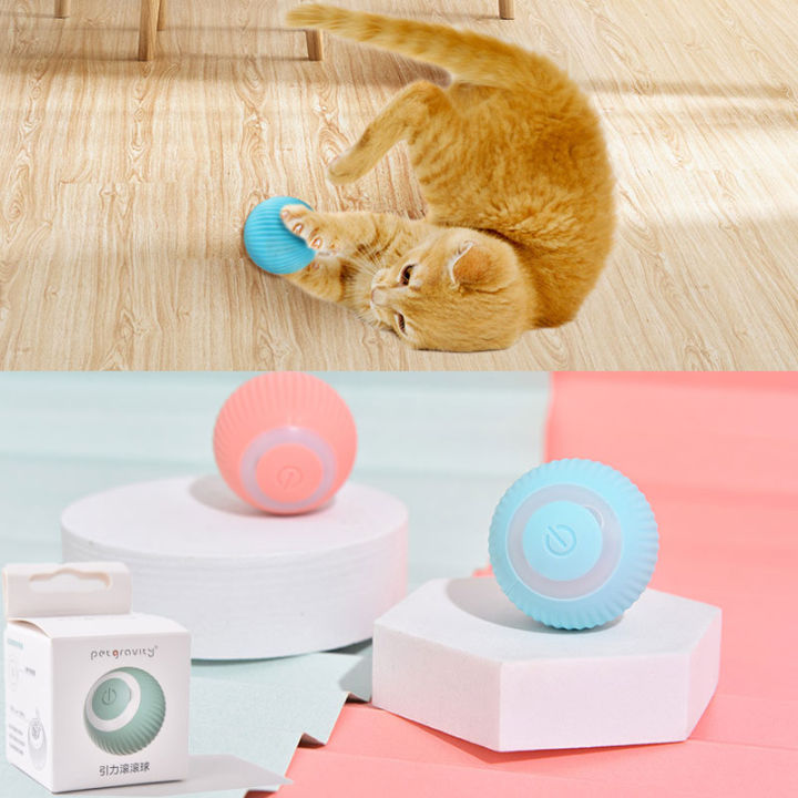Smart Interactive Cat Toy Electric Ball Pet Toys LED Self Rotating Ball ...