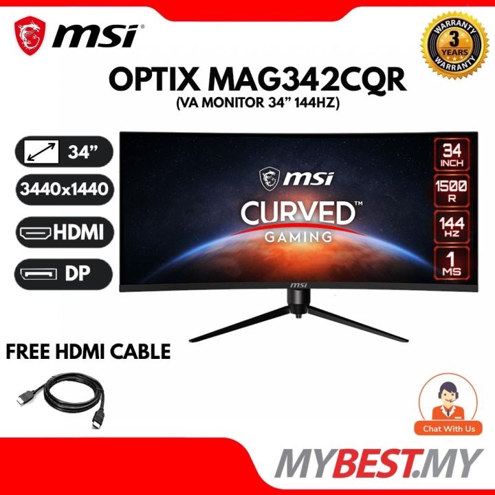MSI Gaming Monitor Optix MAG342CQR ( 34 inch CURVED , UWQHD , VA ,144Hz ...