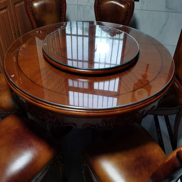Custom-made round toughened glass tabletop dining table large round ...