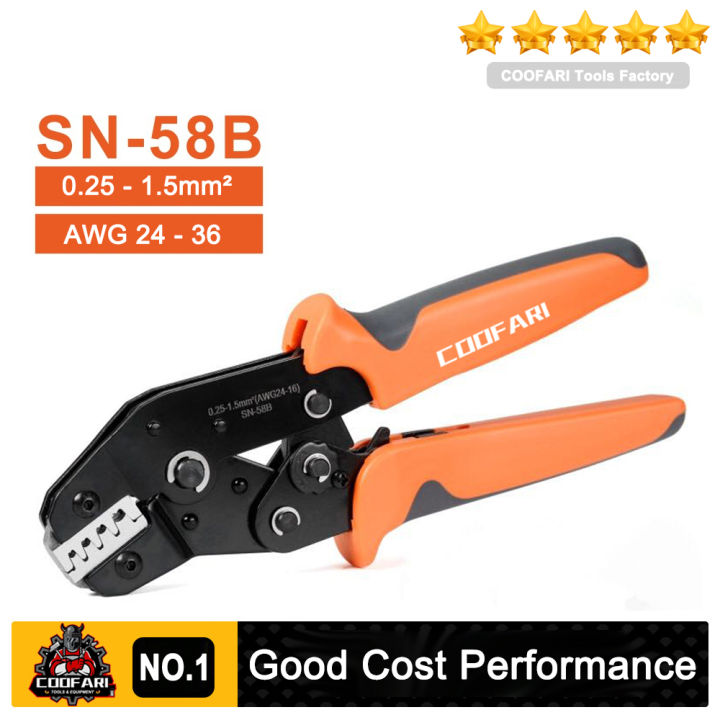 SN-58B Wire Ratchet Crimper Plier – 0.25-1.5mm² (AWG23-16) for Dupont Jumper Wire & Terminals ...
