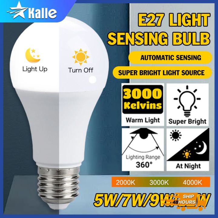 [24H Ship] LED Dusk To Dawn Smart Lamp Bulbs Sensor Bulb E27 5W/9W/12W ...