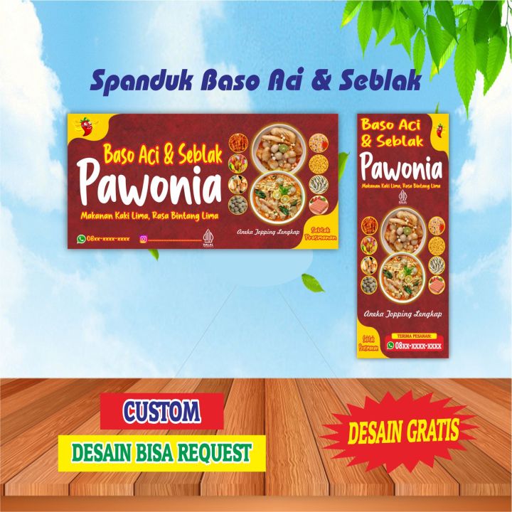 Spanduk Banner Baso Aci Seblak Bisa Request Desain Custom | Lazada ...