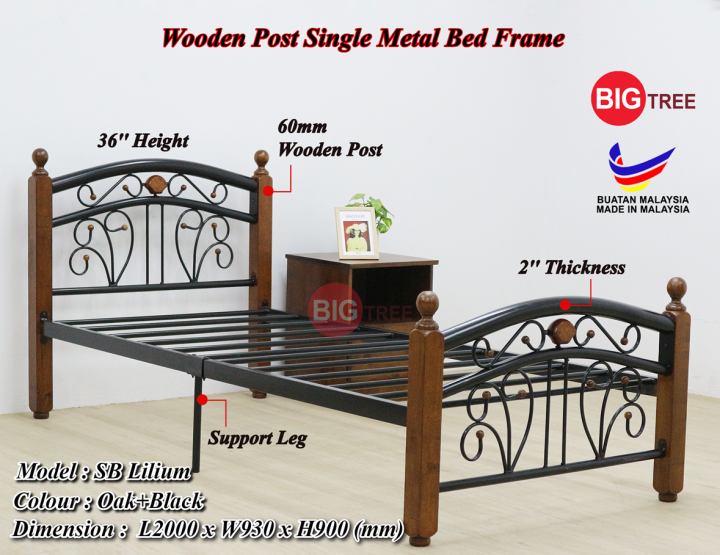 Big Tree Classic Wooden Metal Single Bed Frame / Heavy Duty Metal ...