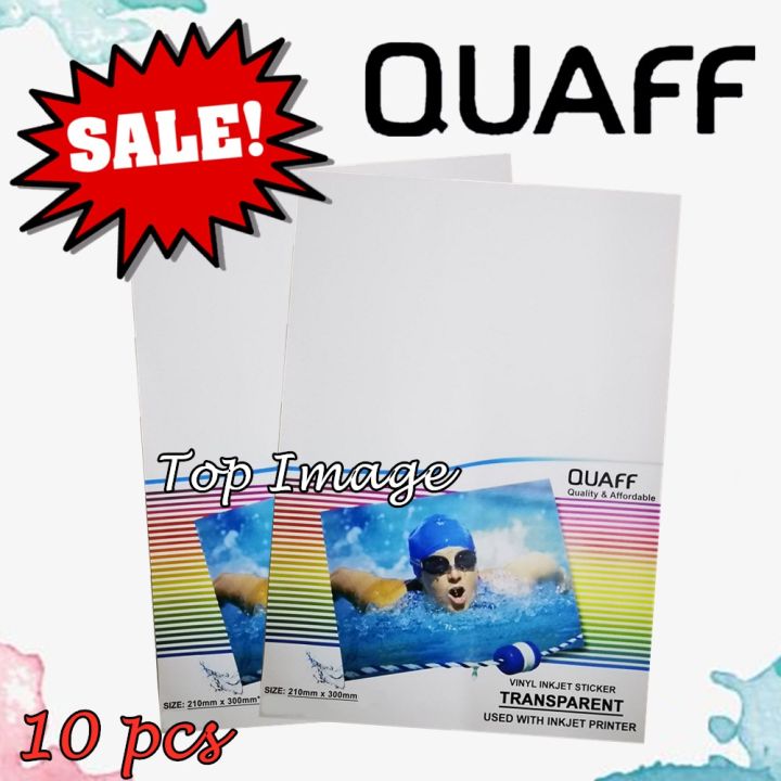 quaff Printable TRANSPARENT Vinyl Inkjet Sticker A4 ( 10 sheets ...