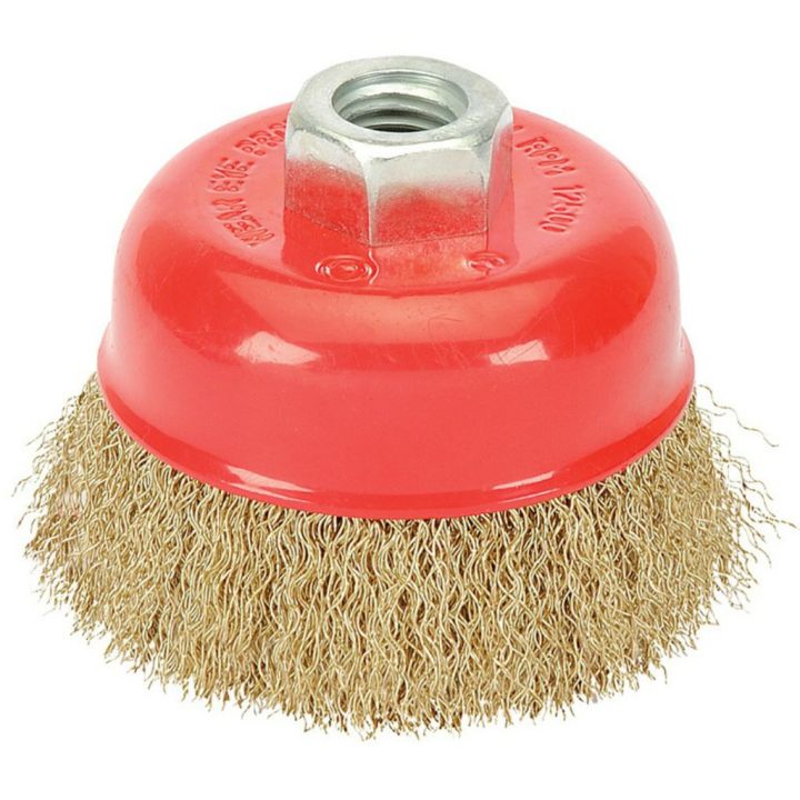 High Quality Gold Brass Coated Wire Cup Brush 3" M10 X 1.5 Crimped Wire ...