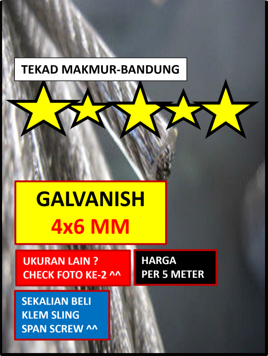 Per 5 Meter - Sling Galvanish 4x6 mm - Kabel Seling - Kabel Wire Rope ...
