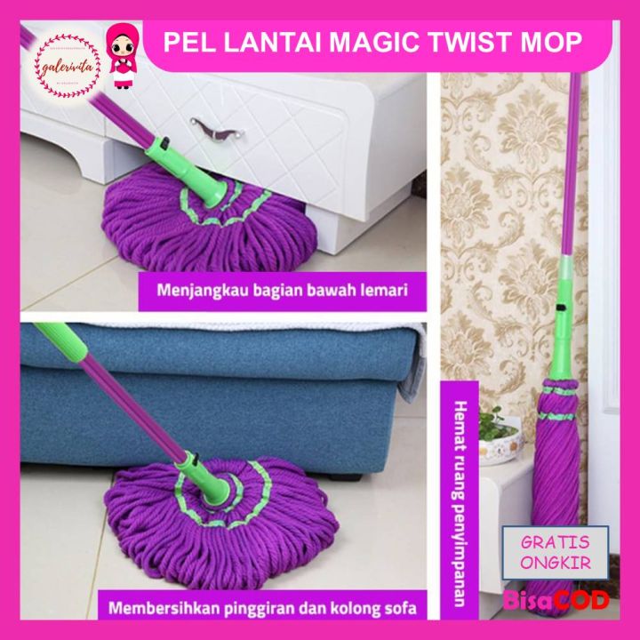 Pel Lantai Magic Twist Mop/ Alat Pel Putar Otomatis | Lazada Indonesia