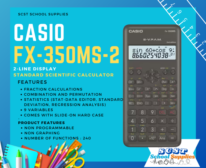 CASIO FX-350MS-2 2-line display Standard Scientific Calculators - SCST ...