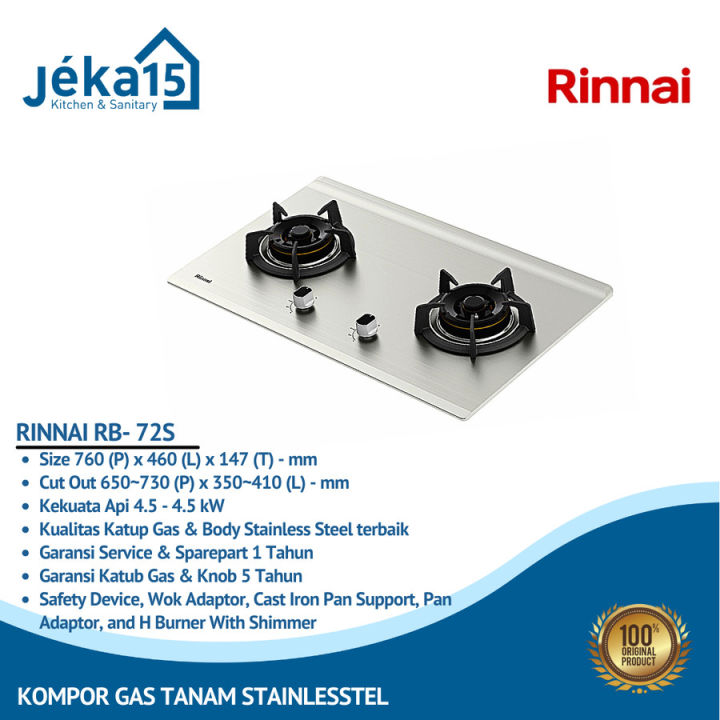Rinnai RB-72S Kompor Tanam Stainless | Lazada Indonesia