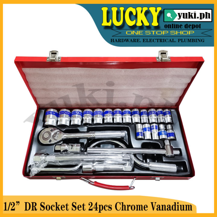 SATAGOOD 1/2 DR SOCKET SET 24 PCS. CHROME VANADIUM | Lazada PH