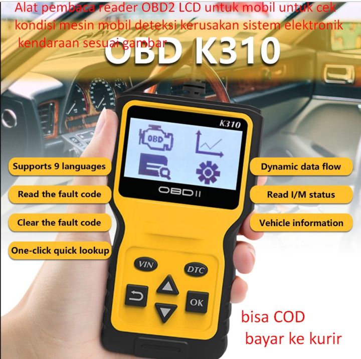 Alat pembaca reader OBD2 LCD untuk mobil untuk cek kondisi mesin mobil ...