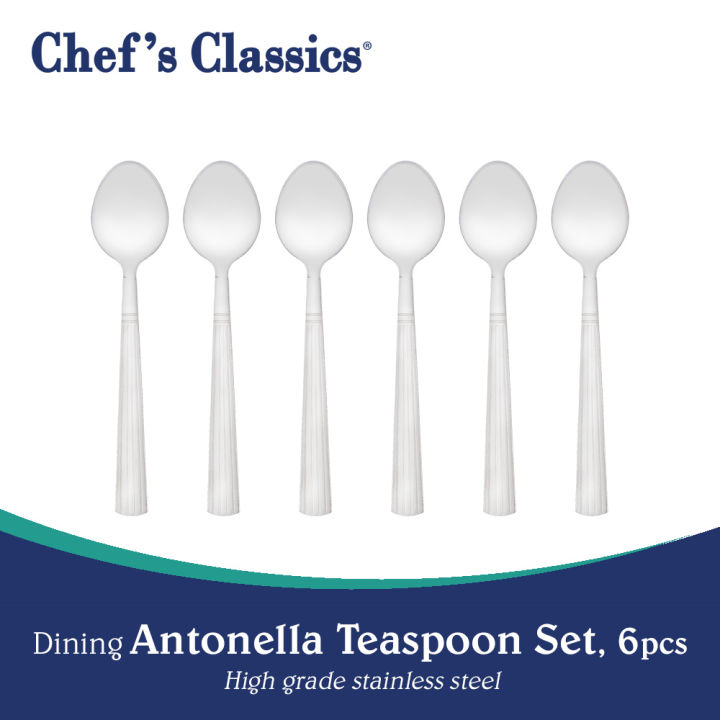 Chef's Classics Dining Antonella Stainless Steel Teaspoon Set, 6pcs ...