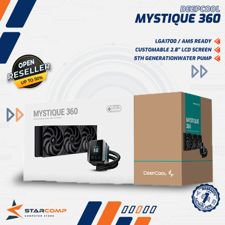 DEEPCOOL MYSTIQUE 360 CPU COOLER 360mm Liquid Cooler with LCD Screen ...