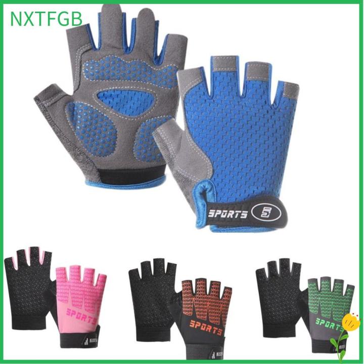 NXTFGB ทนต่อการสึกหรอ ถุงมือครึ่งนิ้วสำหรับเด็ก ป้องกันการลื่น ระบาย ...