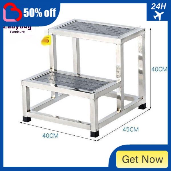 Two-step Ladder Stainless Steel Single Double-layer Footstool Household ...