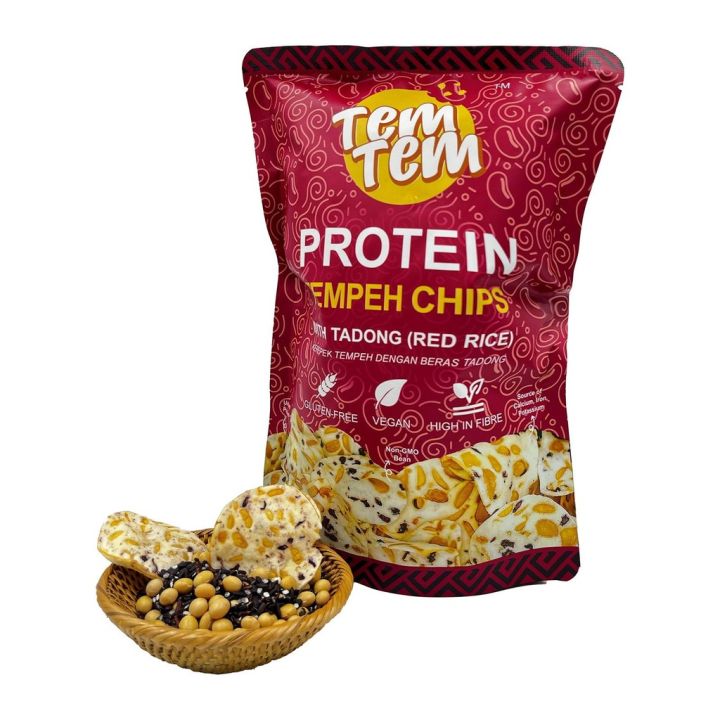 (Expiry 19 Dec 2025) TEM TEM Protein Tempeh Chips (With Red Rice) 100g ...