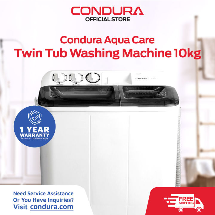 Condura AquaCare Twin Tub Washing Machine 10kg CONWM10TWTSASTD | Lazada PH