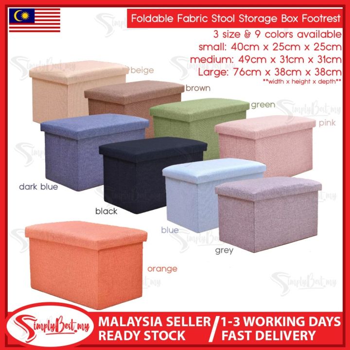SIMPLYBEST Foldable Rectangle Stool Storage Box Storage Ottoman Fabric ...