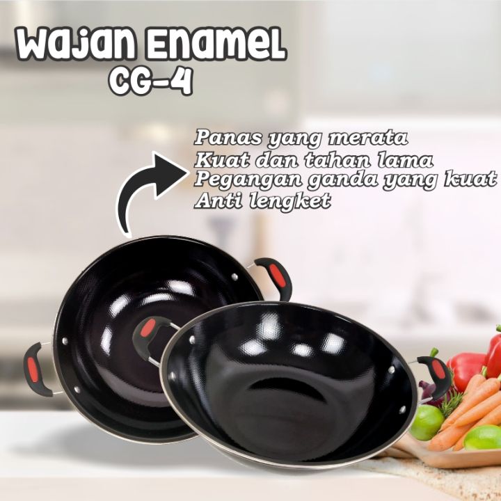 Panci Wajan Goreng Anti Lengket Lapisan Enamel Diameter 34Cm ...