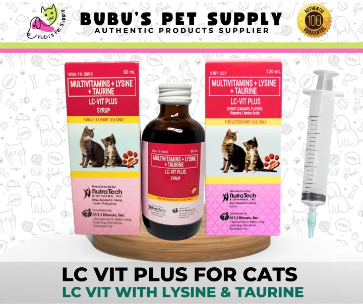 LC VIT PLUS FOR CATS LYSINE TAURINE MULTIVITAMINS WITH FREE SYRINGE ...