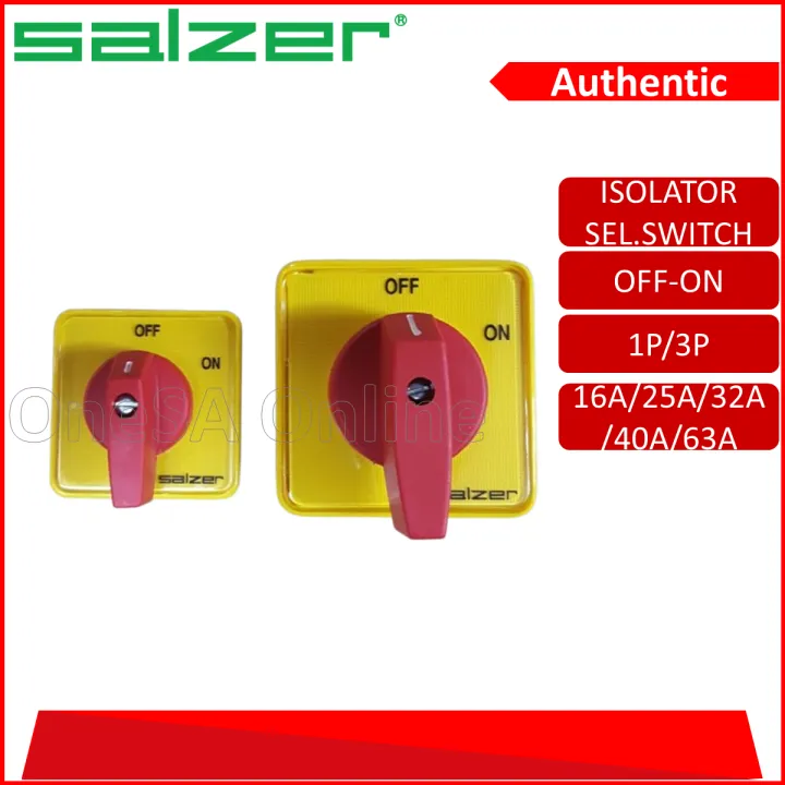 SALZER ISOLATOR SELECTOR.SWITCH OFF-ON 63A 2P 3P(SALZ-S6361002-B03 ...