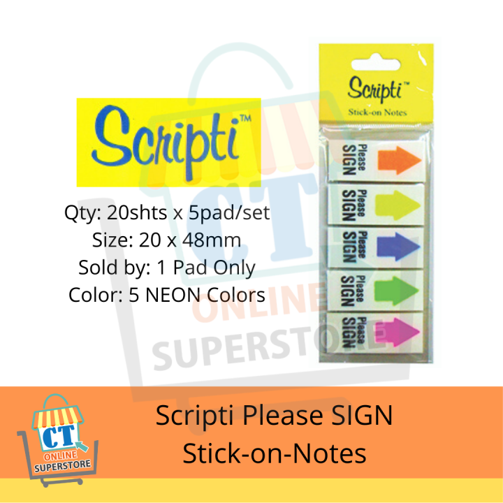 45649 SCRIPTI Plastic Film 20x48mm PLEASE SIGN Sticks on Pads | Lazada PH