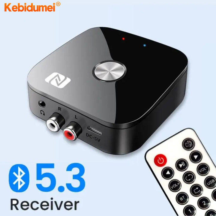 Kebidumei ตัวรับสัญญาณบลูทูธ NFC 5.3 HD 3.5Mm แจ็ค Aux อะแดปเตอร์พร้อมรีโมทคอนโทรลไร้สายสำหรับ ...