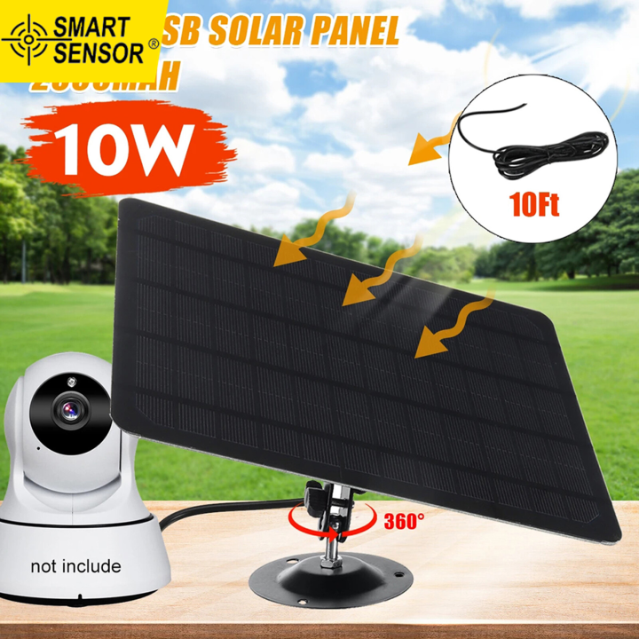SMART SENSOR 10W 5V Micro USB Solar Panel 2000mAh 360-degree Rotation ...