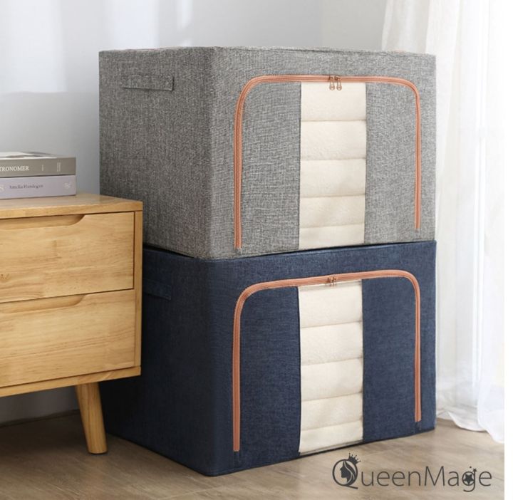 QueenMage Plain Big Capacity Foldable Oxford Storage Box Steel Frame ...