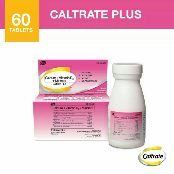 Caltrate Plus 60 Tablets Vitamin D Helps maximize Calcium Absorption ...