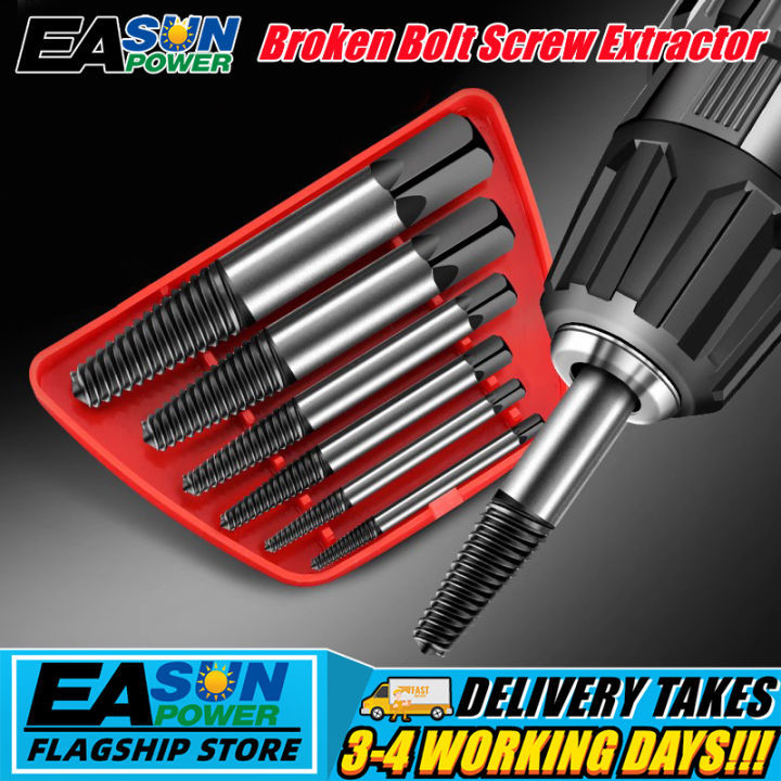 6pcs screw extractor Broken Bolt Easy Out Damaged Screw Extractor ...