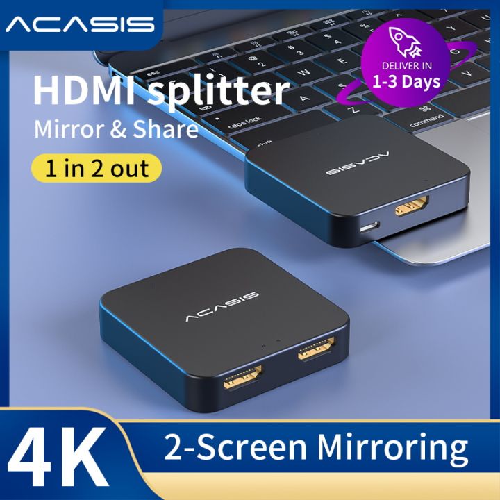 ACASIS HDMI Splitter Full HD 4K 3D 1 in 2 out 1080p Video 1X2 HDMI ...
