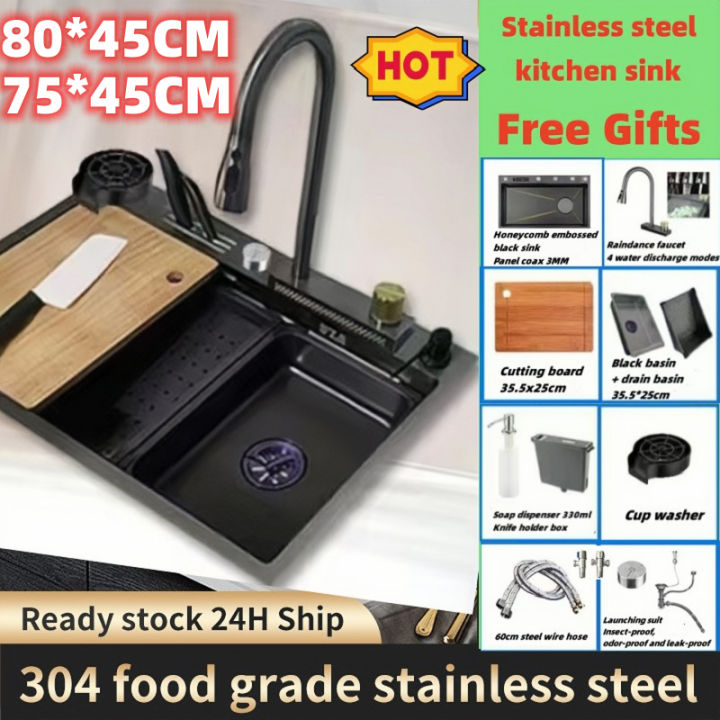 Singki Dapur NANO Sink Bowl 304 Stainless Steel Kitchen Double Single ...