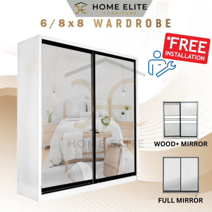 Home Elite Almari Baju Wardrobe Closet Sliding Door Anti-Jump Cabinet ...