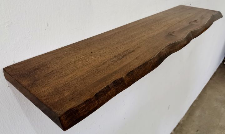 Solid Wood Shelf(Classic Series)Dark Brown Loft Style Natural LiveEdge ...