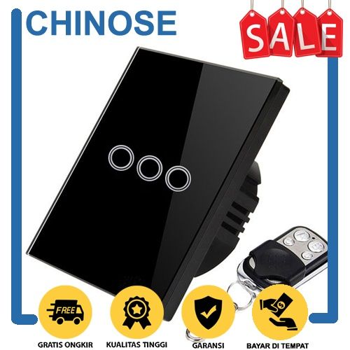 Saklar Lampu Luxury Touch LED denganRemote 3 Intelligent Switch ...