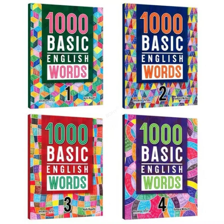 4 books/set 1000 Basic English words learning Level 1-4 Primary School ...