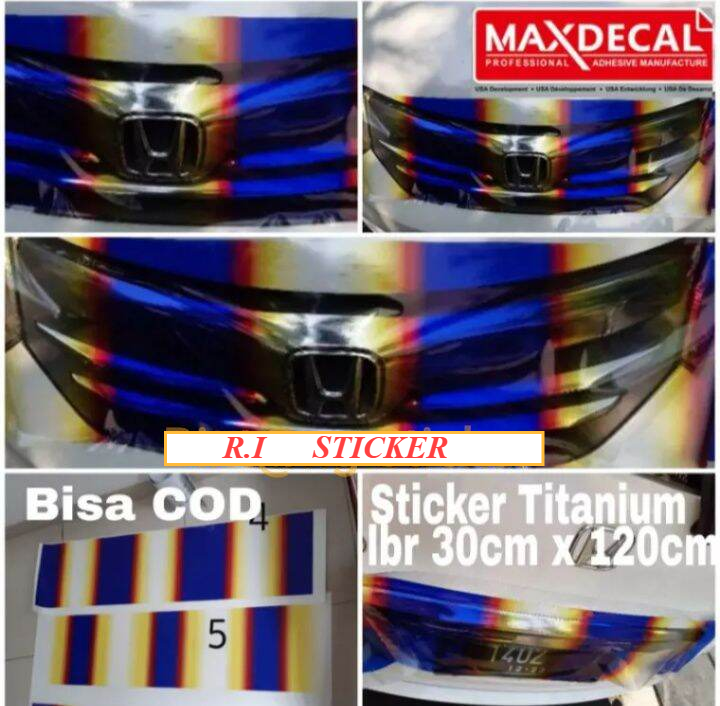 STIKER JDM TITANIUM STIKER GRILL MOBIL PELANGI 120 CM X 30 CM | Lazada ...