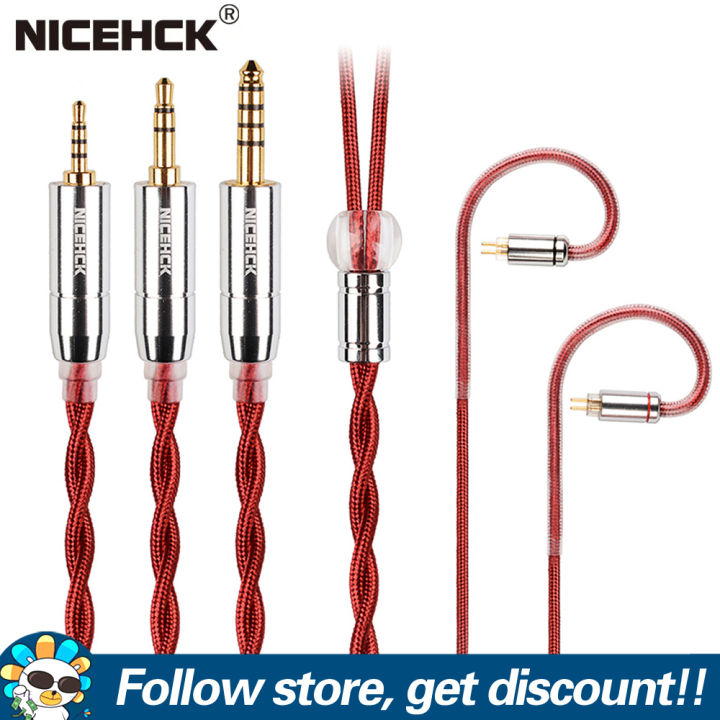 NiceHCK RedAg Replacement Cable 4N Pure Silver HiFi Earphone Coaxial ...