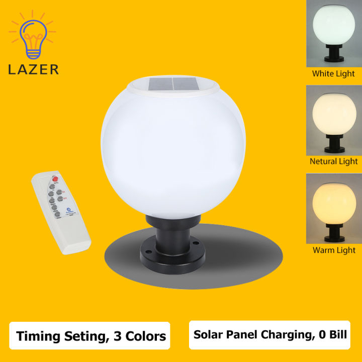 Lazer Solar Power LED Round Ball Light Home Garden Pathway Wall Solar ...