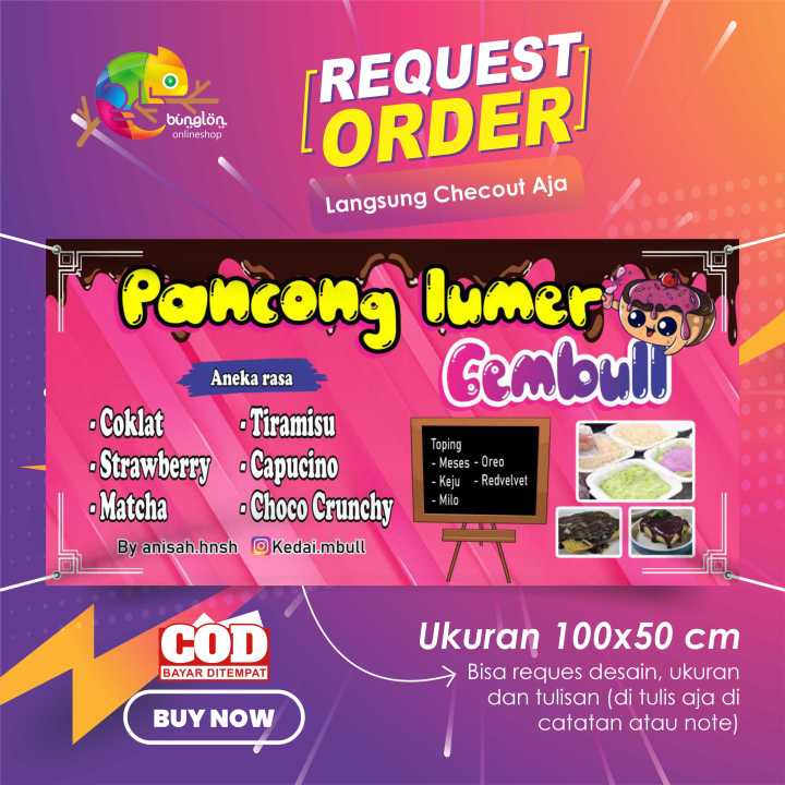 Spanduk 100x50 Banner Pancong Lumer Custom Desain | Lazada Indonesia