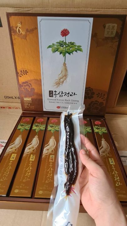 Hắc Sâm Củ Tẩm Mật Ong KGS HÀN QUỐC 210G (35g x 6 củ) - Tặng 1 Túi Kẹo Hồng Sâm Vitamin 200g ...