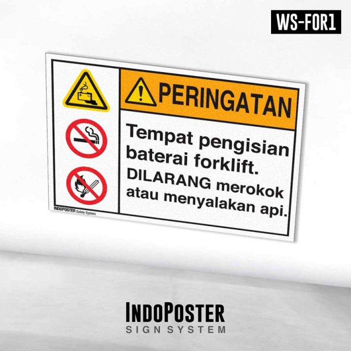 Stiker K3 Safety Sign ANSI ISO Tempat Pengisian Baterai Forklift ...