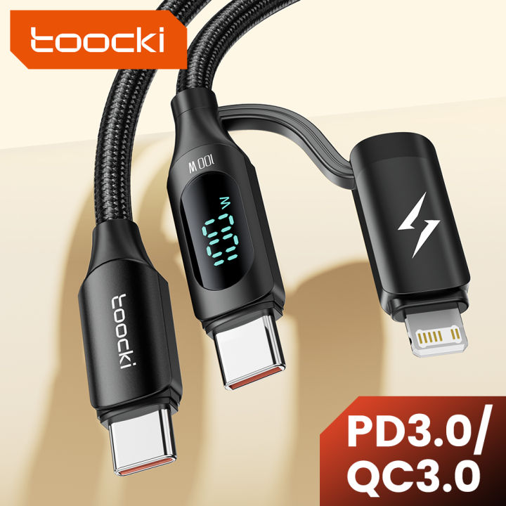 Toocki 2 in 1 Type C Cable USB To 1OS Fast Charge 100W 6A Digital ...