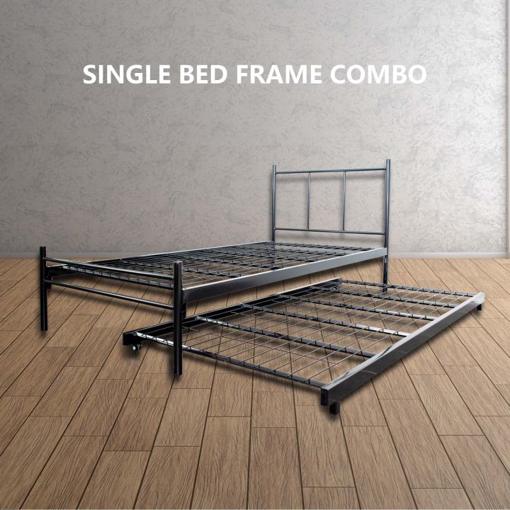 Lamoison Set Single Bed Frame + Single Pull Out Bed Katil Besi Bujang ...